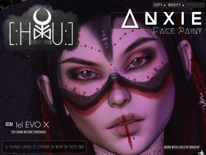 Second Life Marketplace - [HEXUMBRA] Anxie Face Set